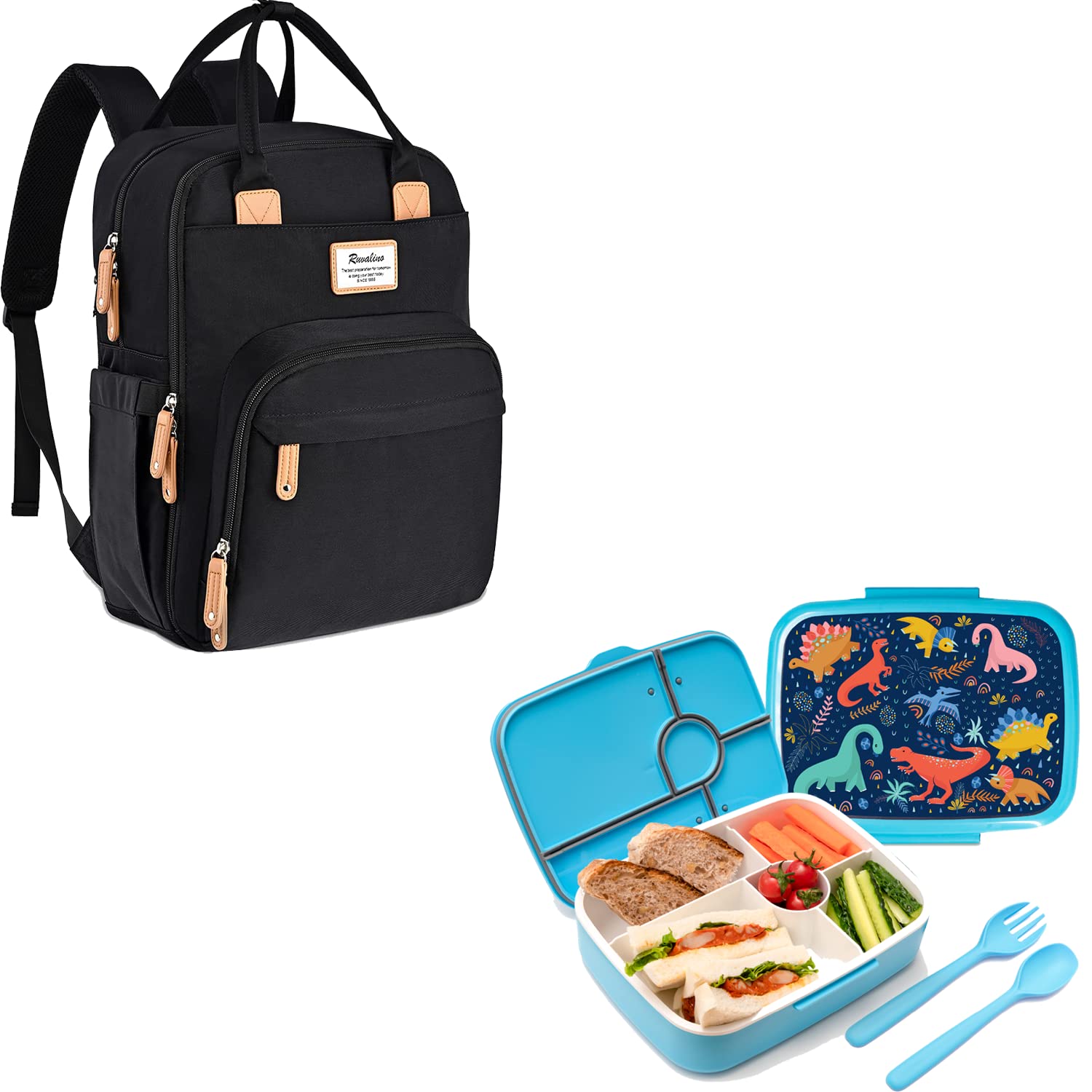 Amazon.com: RUVALINO Diaper Bag and Bento Lunch Box Bundle: The ...