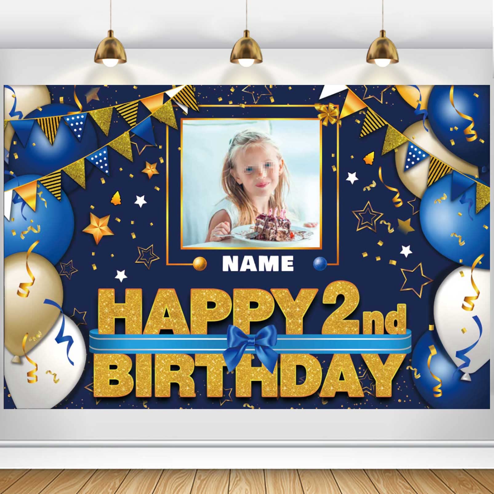 Amazon.com: Custom Happy 2nd Birthday Decorations Banner - 2 Years Old ...
