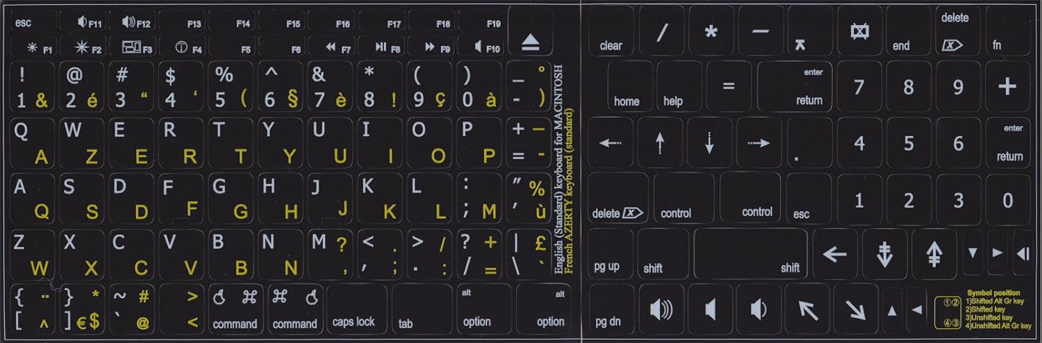 Online-Welcome Mac French Azerty English US Keyboard Label Black ...