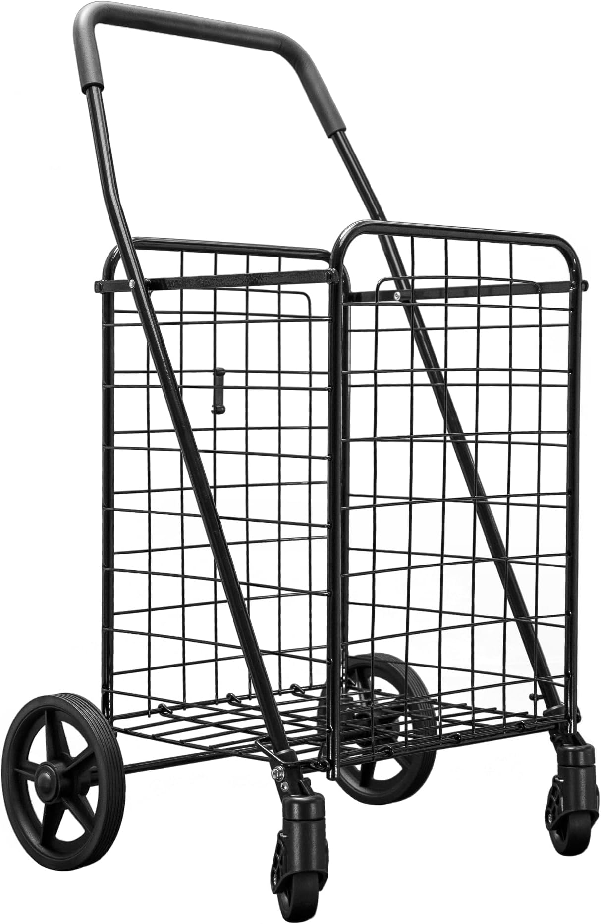 Amazon.com: SUPER DEAL Folding Shopping Cart with Wheels and Double ...