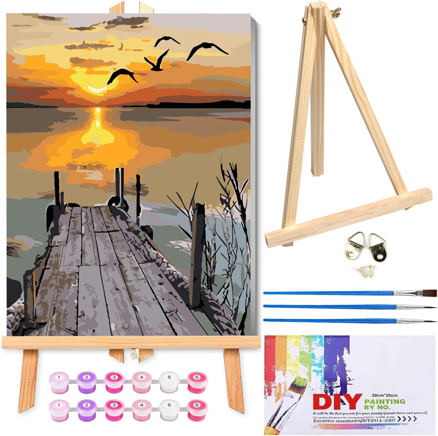 Amazon.com: Paint by Numbers Kit for Adults Framed,with Wooden Easel ...