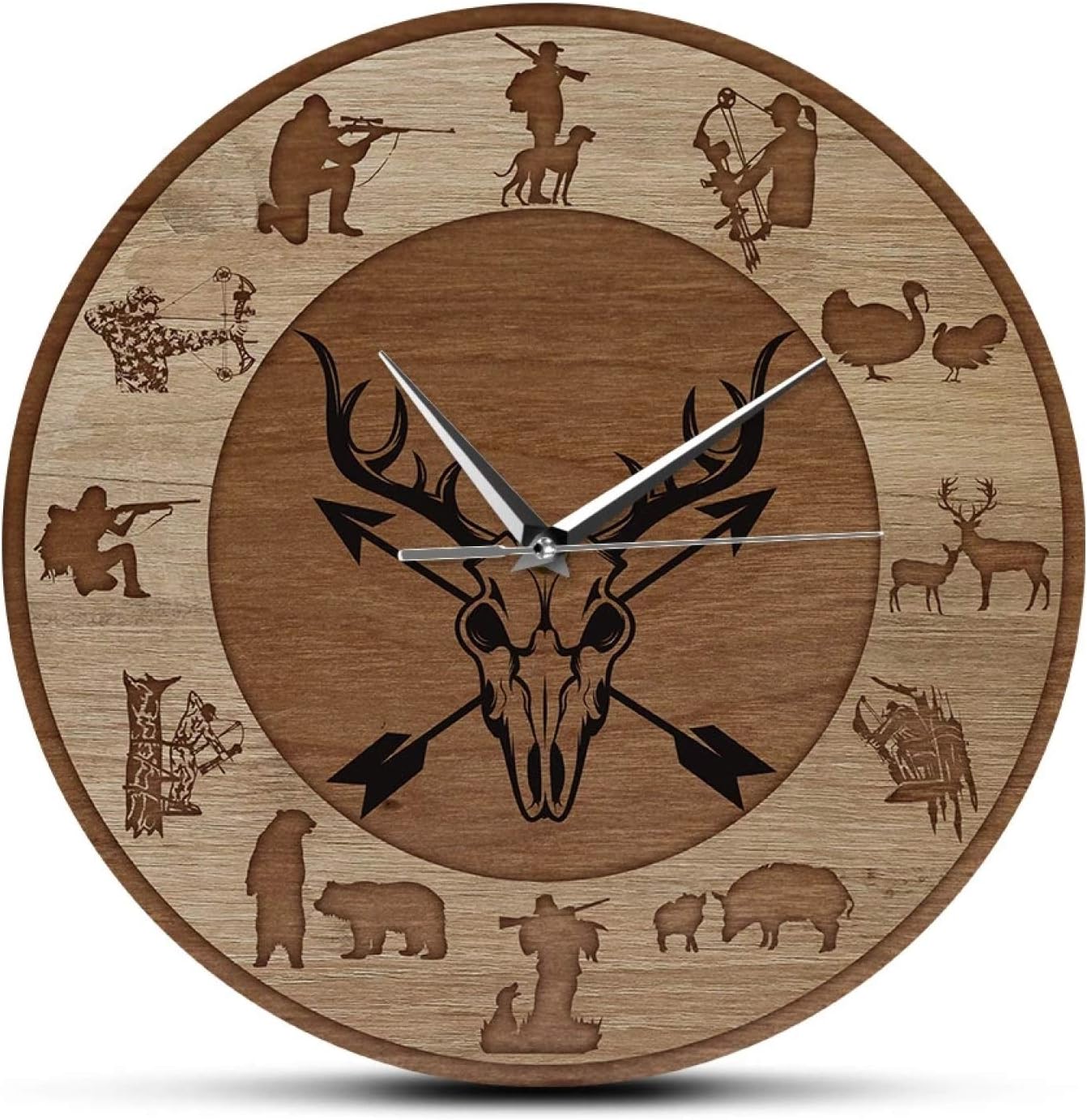 Amazon.com: Wall Clocks Bow Hunting Silent Non-Ticking Wall Clock ...