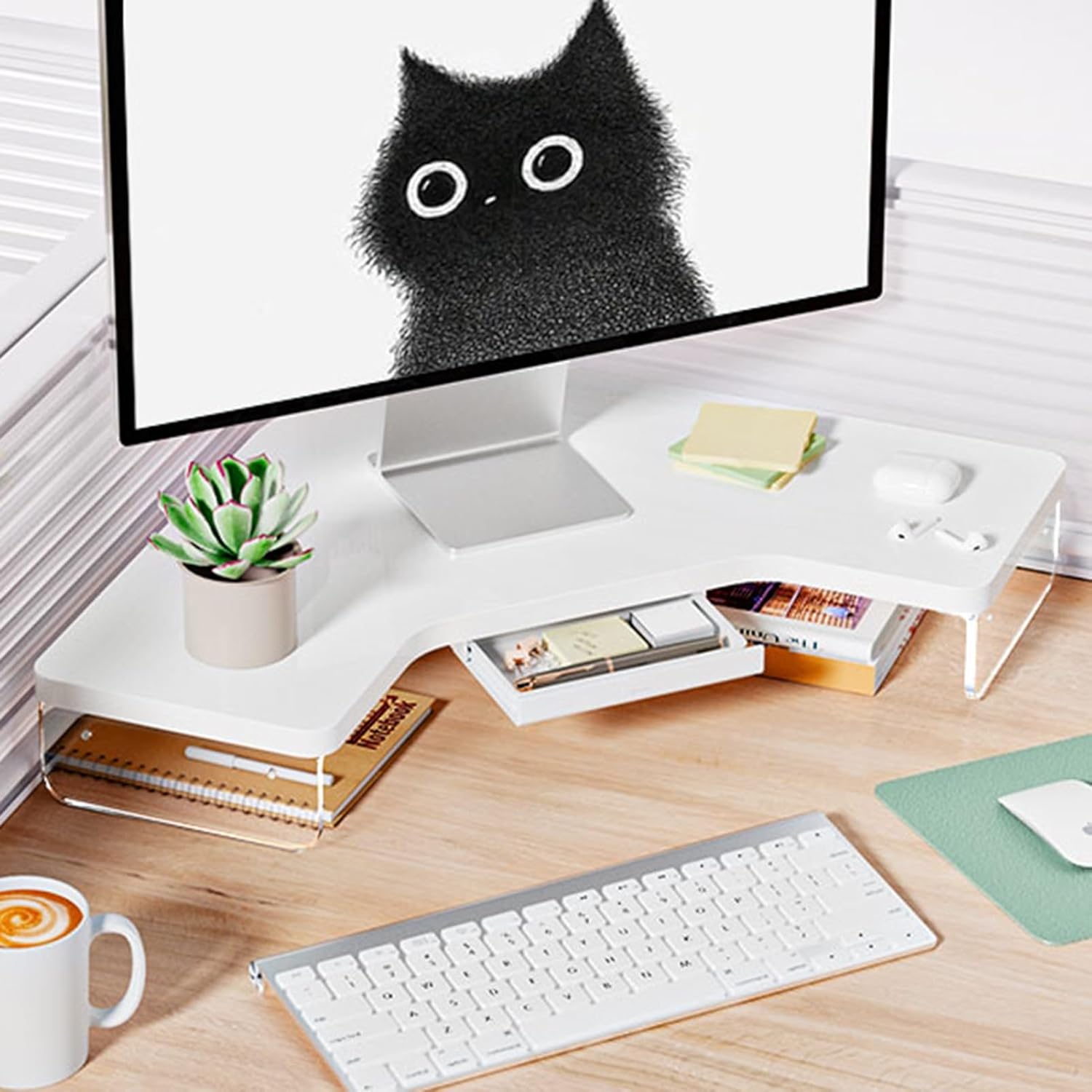 Amazon.com: BBHW Triangle Monitor Stand Riser for Desk, Wood & Acrylic ...