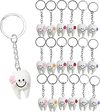 Amazon.com: 18 Pack Tooth-Shaped Resin Keychains, Dental Key Rings ...