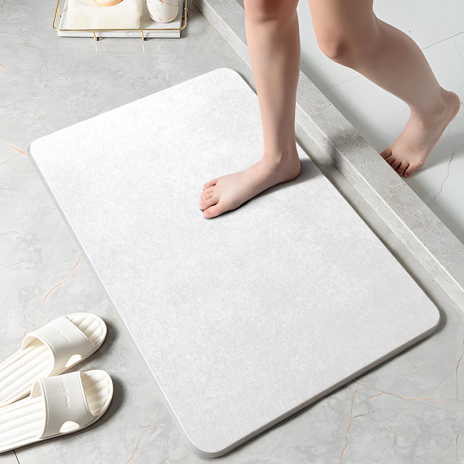 DAWNTREES Stone Bath Mat Quick Dry, Diatomite Stone Bath Mat, Non-Slip ...