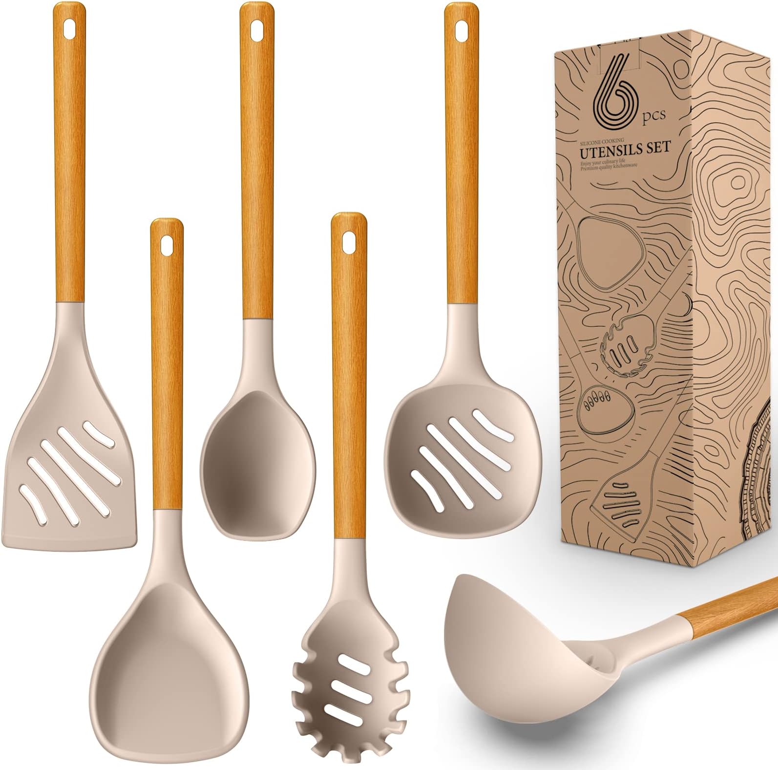 Amazon.com: 4 Pcs Silicone Spatula, Wooden Short Handle Silicone Spoons ...