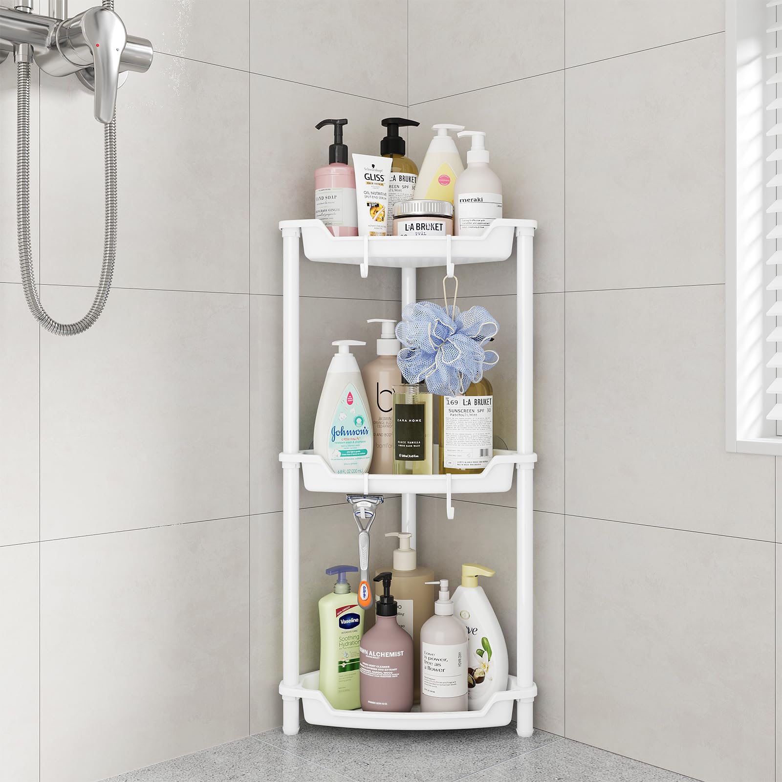 Amazon.com: ELYKEN Corner Shower Caddy Standing, 3 Tier Floor Standing ...