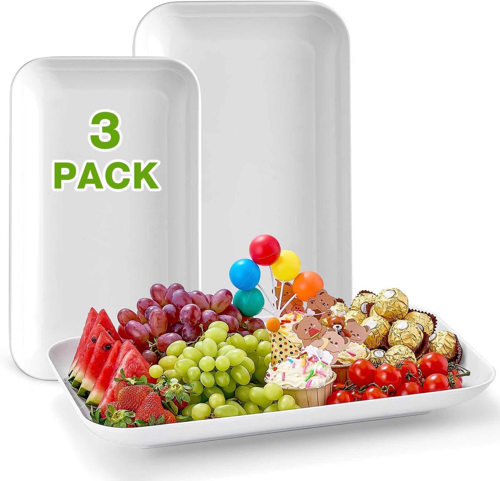 Amazon.com: Tiangrid 4 Pcs Melamine Serving Trays Platters Snack Trays ...