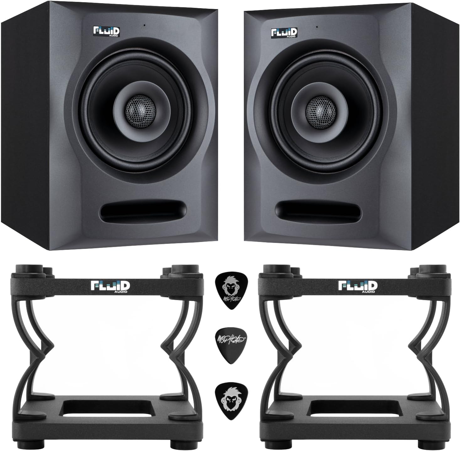 Fluid Audio FX50 Pair of 5" 2-Way 90W Coaxial Active Studio Monitors ...