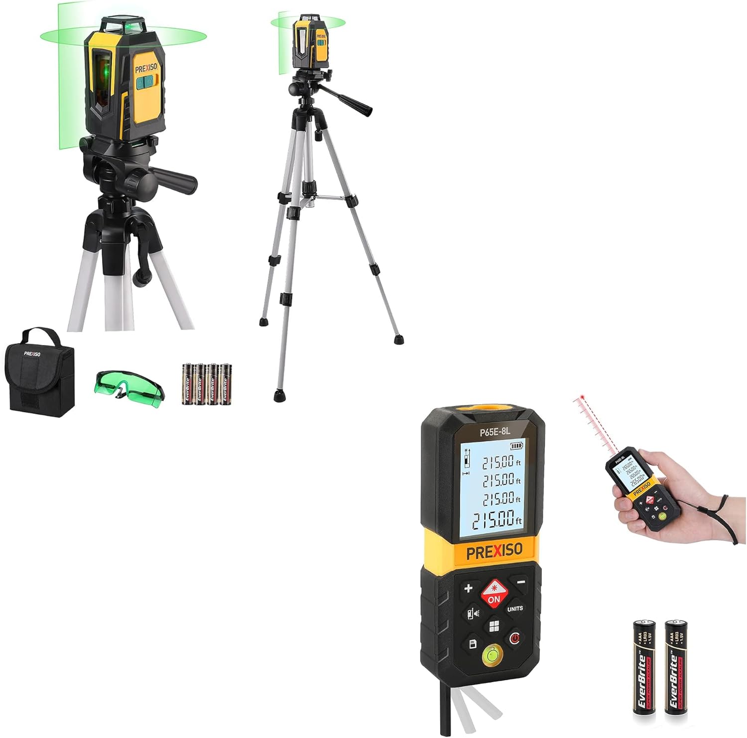 PREXISO 215Ft Laser Measure with Entension for Diagonal Measuring ...