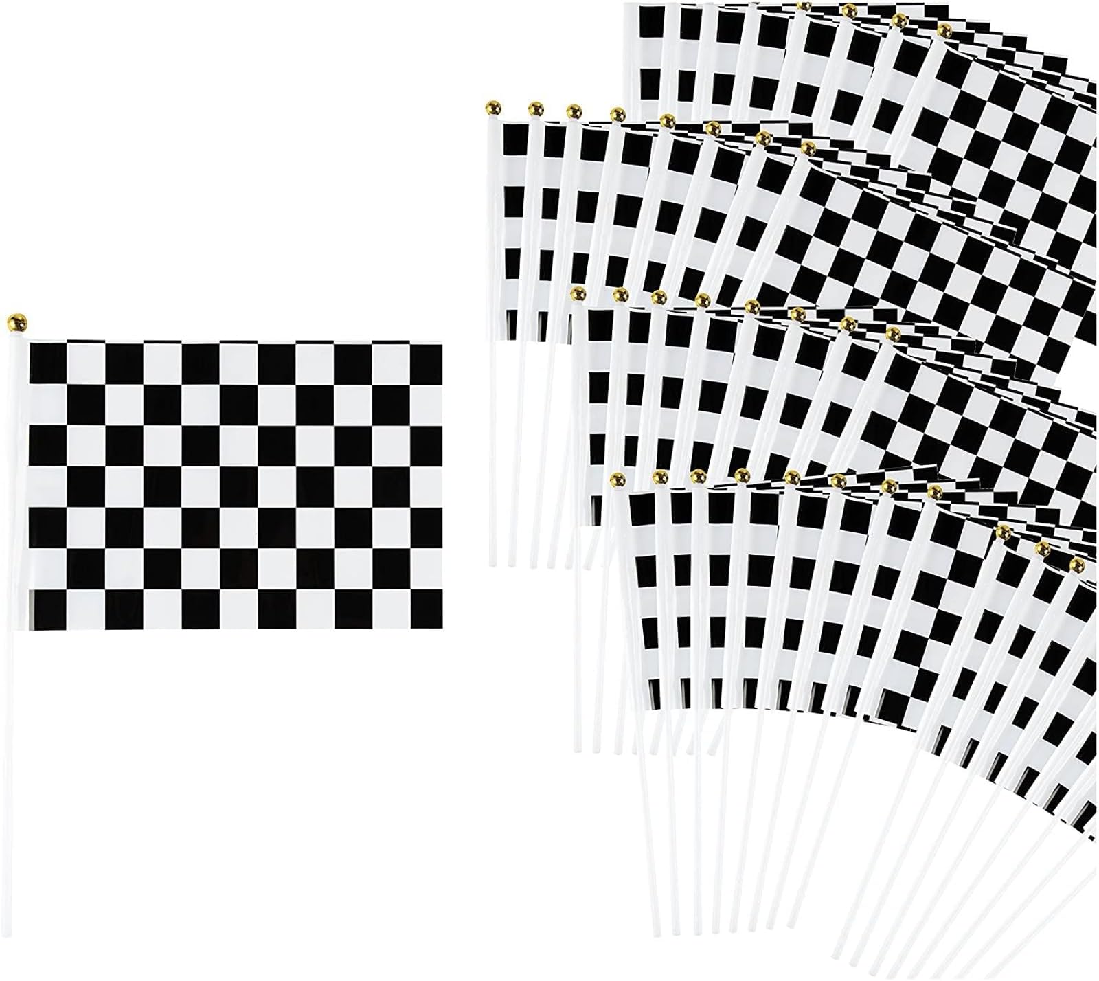 Amazon.com: BLUE PANDA - Checkered - 50-Pack Racing Flags on Plastic ...