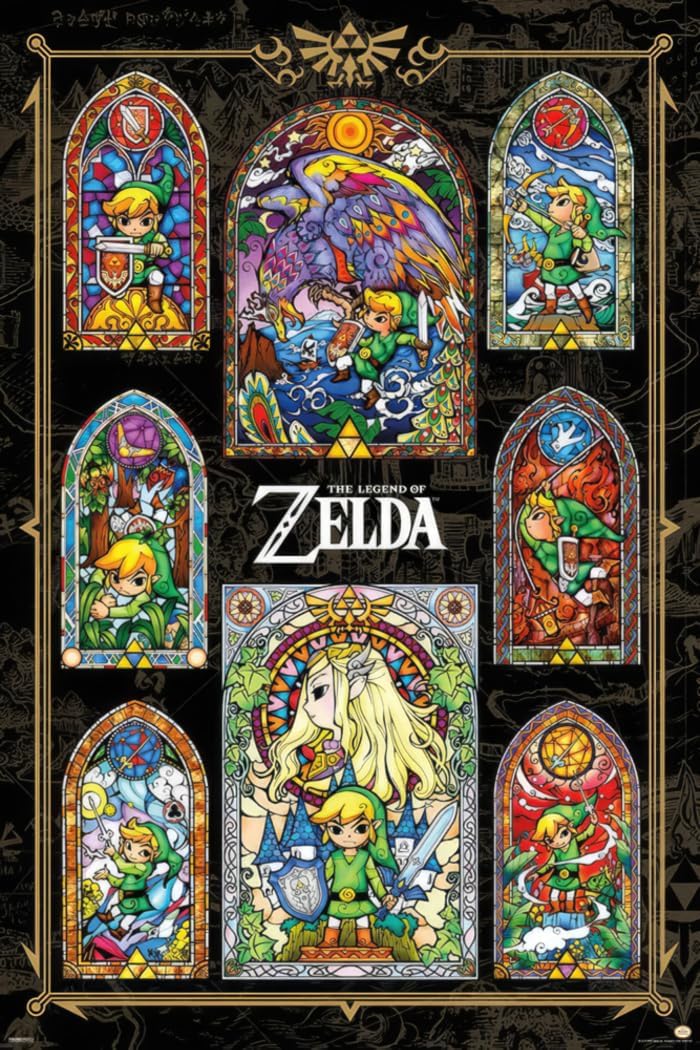 Amazon.com: The Legend Of Zelda - Gaming Poster (Stained Glass Windows ...