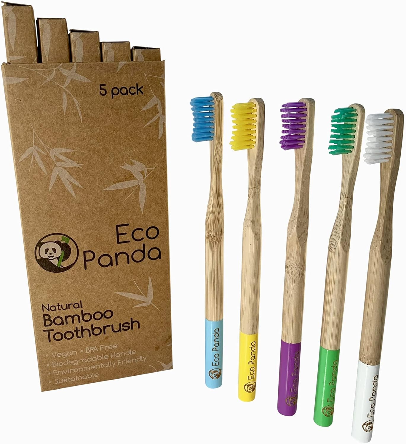 Eco Panda Bamboo Toothbrushes | 5 Pack | Eco Friendly | BPA Free ...