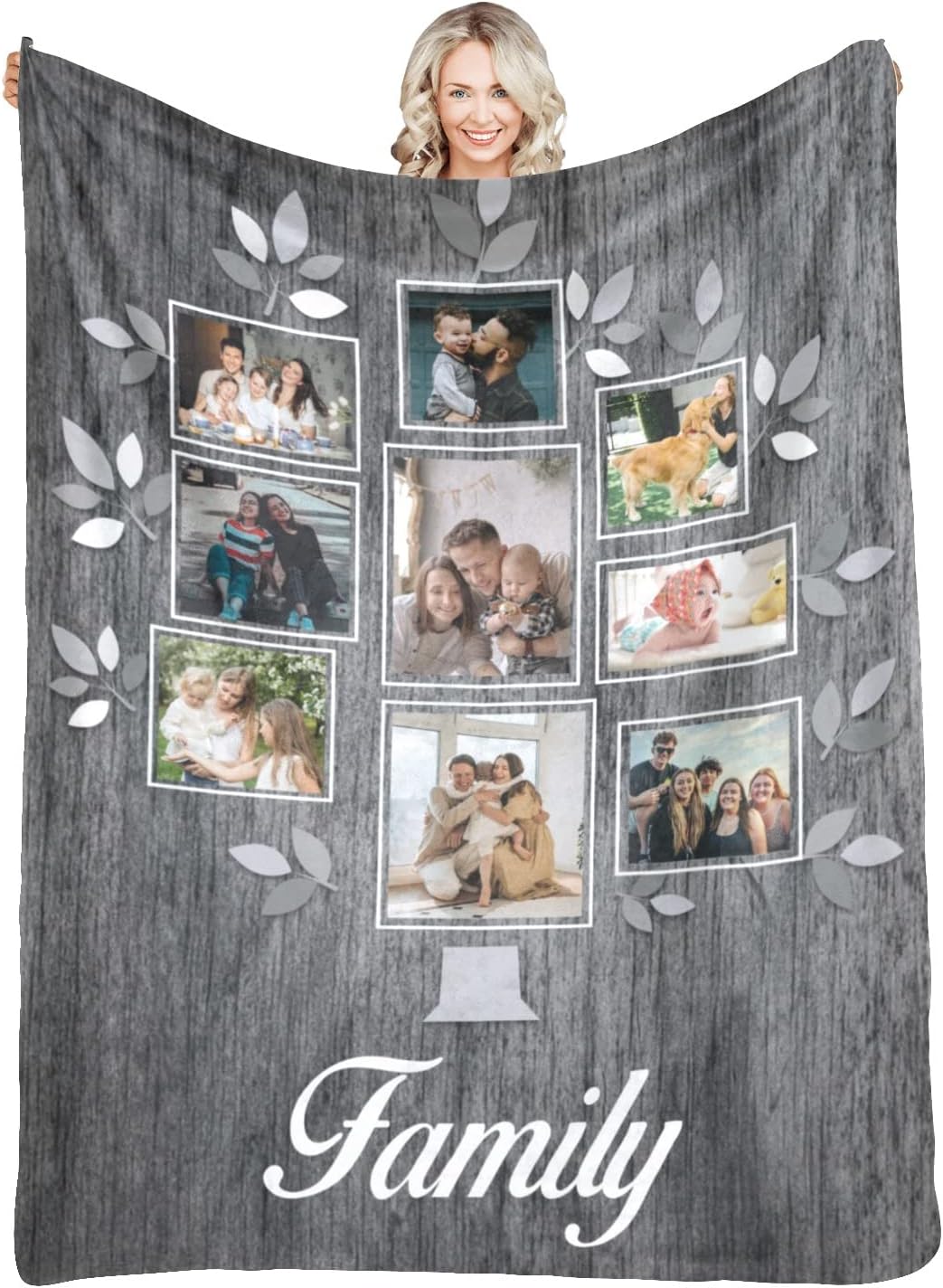 Amazon.com: Skartam Custom Personalized Family Tree Blanket with Photos ...