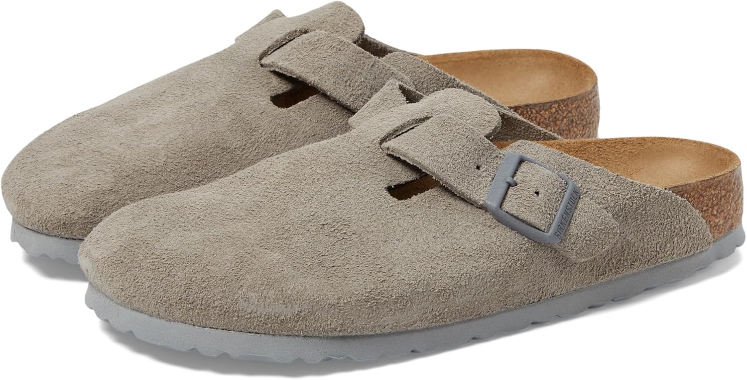 Amazon.com | Birkenstock Women's Boston Clogs, Stone Coin, Grey, 8-8.5 ...