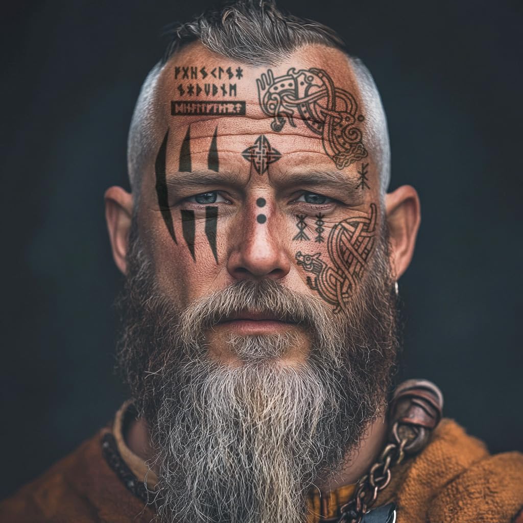 Amazon.com : Viking Warrior Face Tattoo Set - Viking Costume Tattoos ...