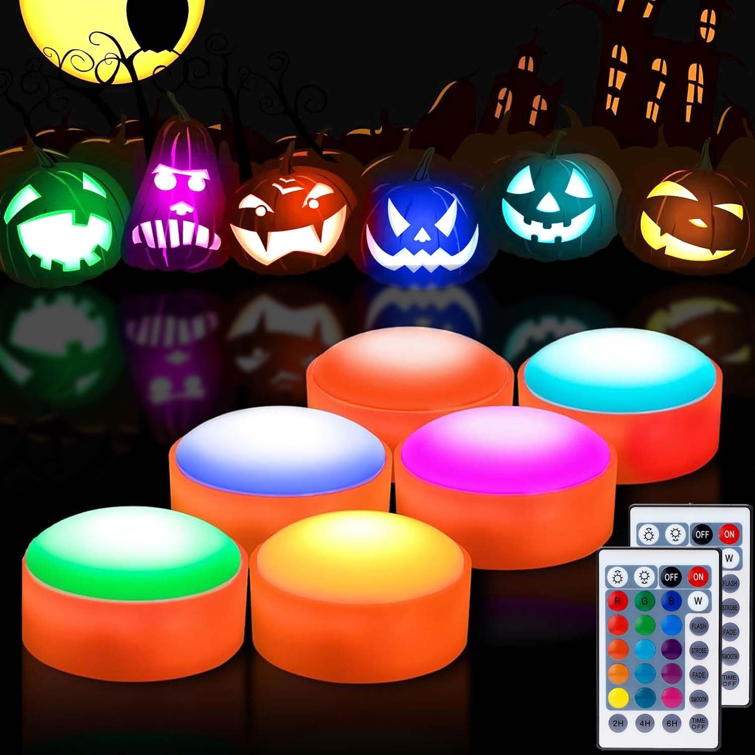 Amazon.com: HOME MOST 4-Pack Halloween LED Pumpkin Lights Battery ...
