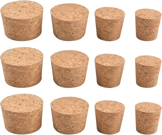 INCREWAY Natural Soft Wood Corks 12 Pcs Four Sizes of Tapered Cork ...