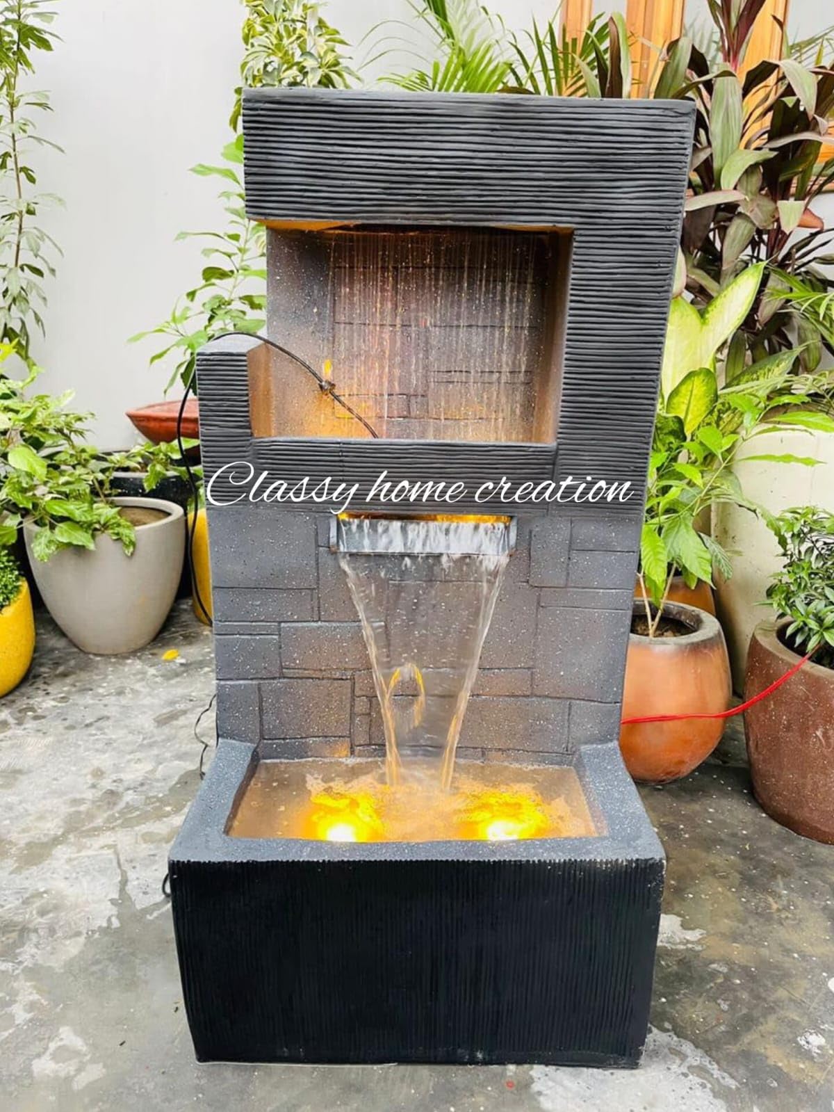 Classy Home Creation Indoor Outdoor Water Fountain, Fiber Shower Water ...