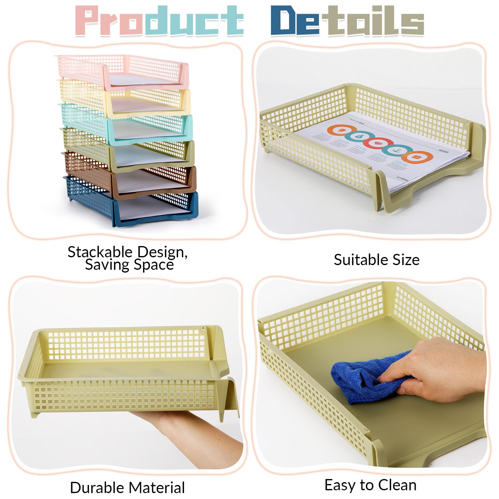 Snapklik.com : Set Of 6 Boho Turn In Trays For Teachers Stackable ...