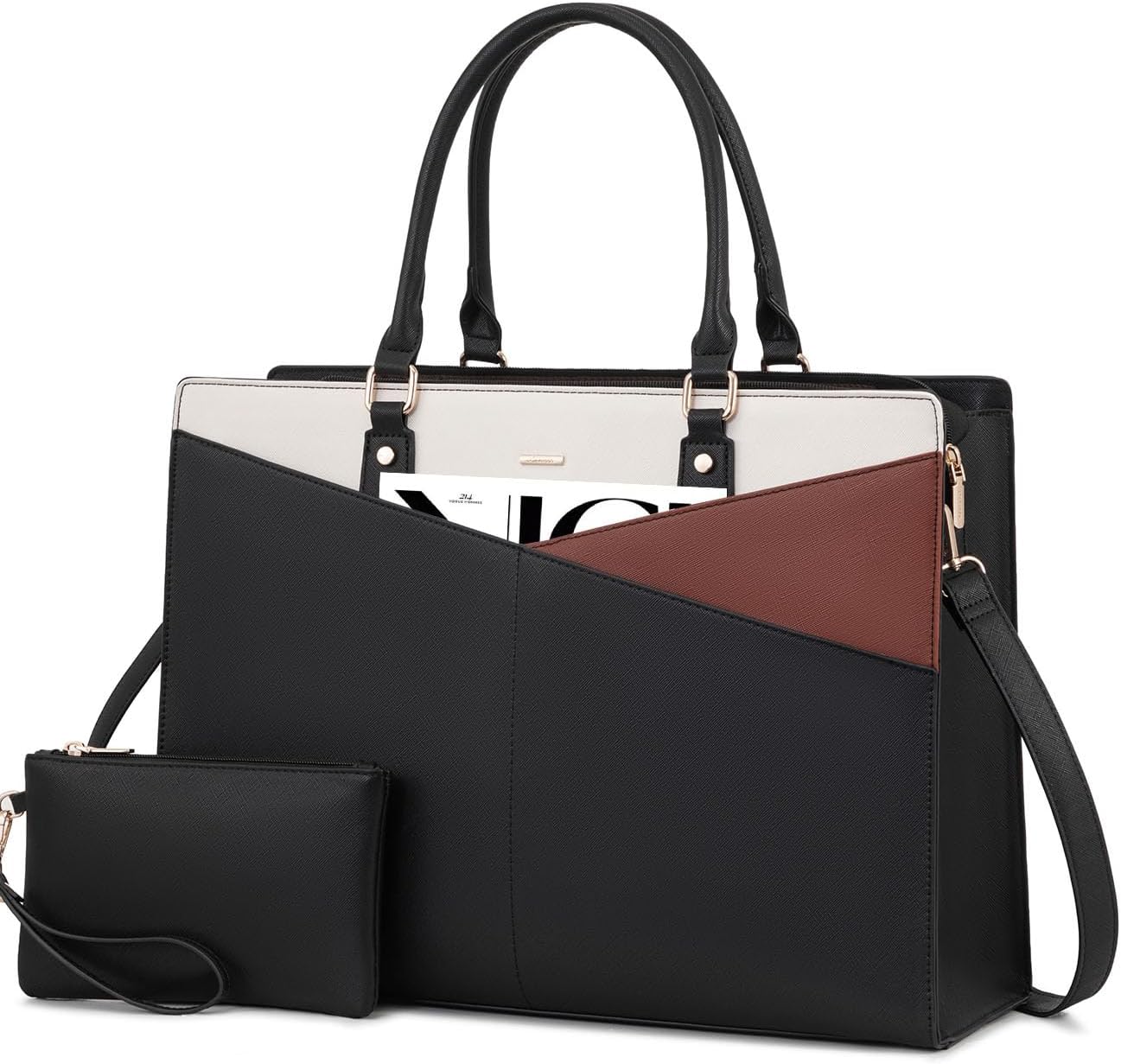 Amazon.com: LOVEVOOK Laptop Tote Bag for Women, Leather Business Office ...