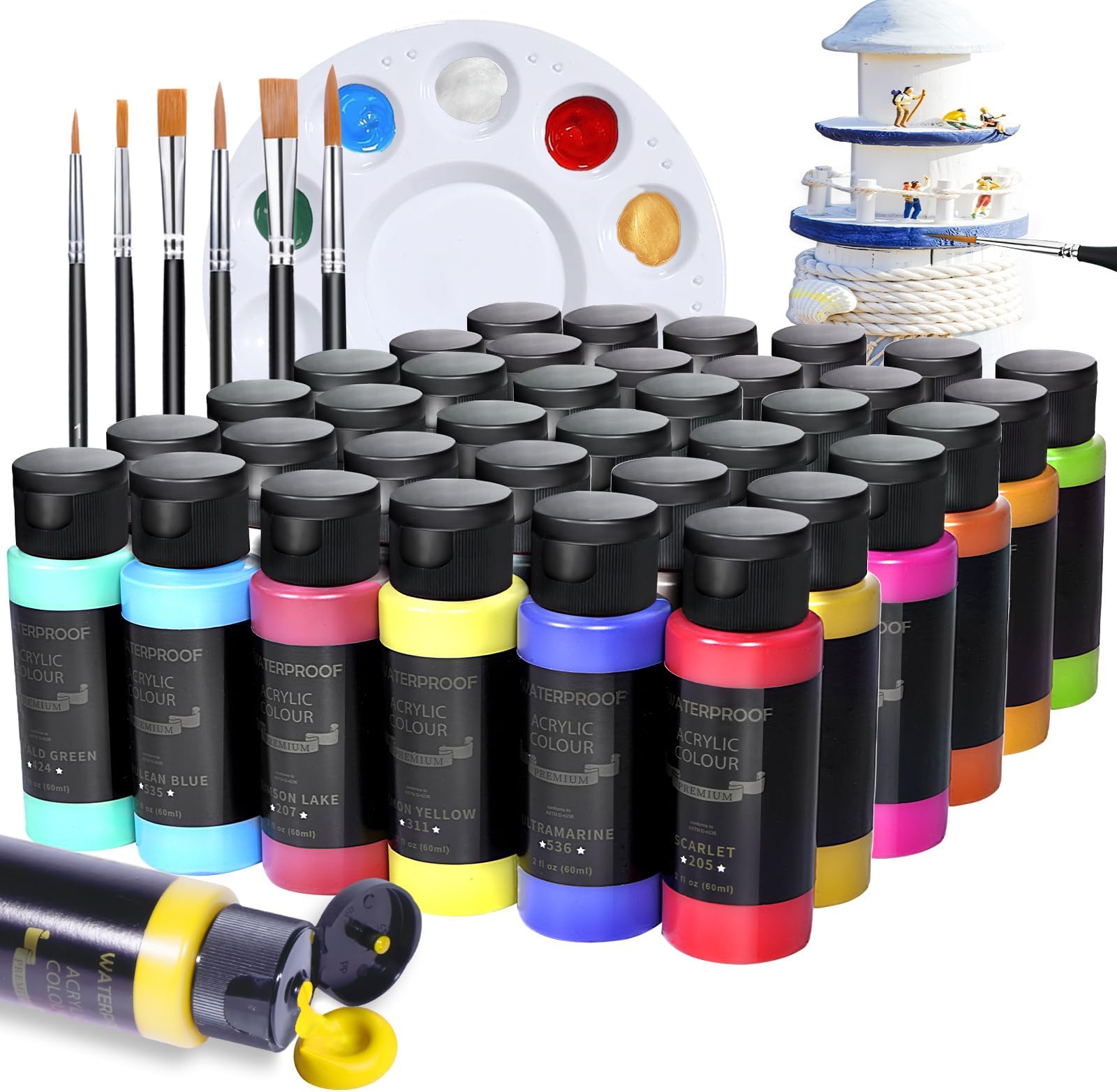 Amazon.com: U.S. Art Supply 24 Color Set of Permanent Acrylic Fabric ...
