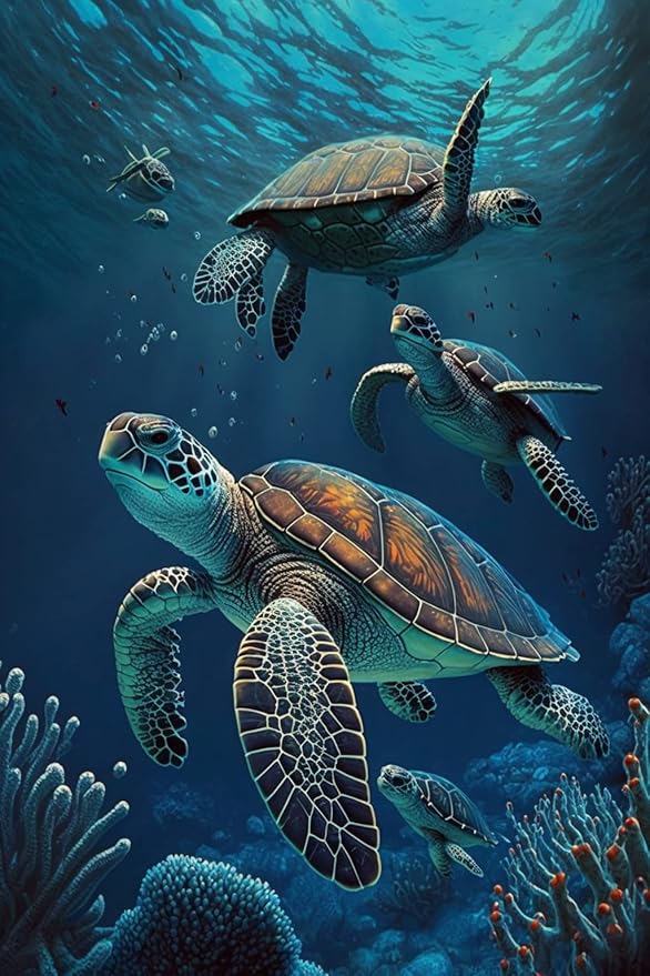 Amazon.com: Sea Turtle Diamond Painting Kits - Sea Animals Full Round ...