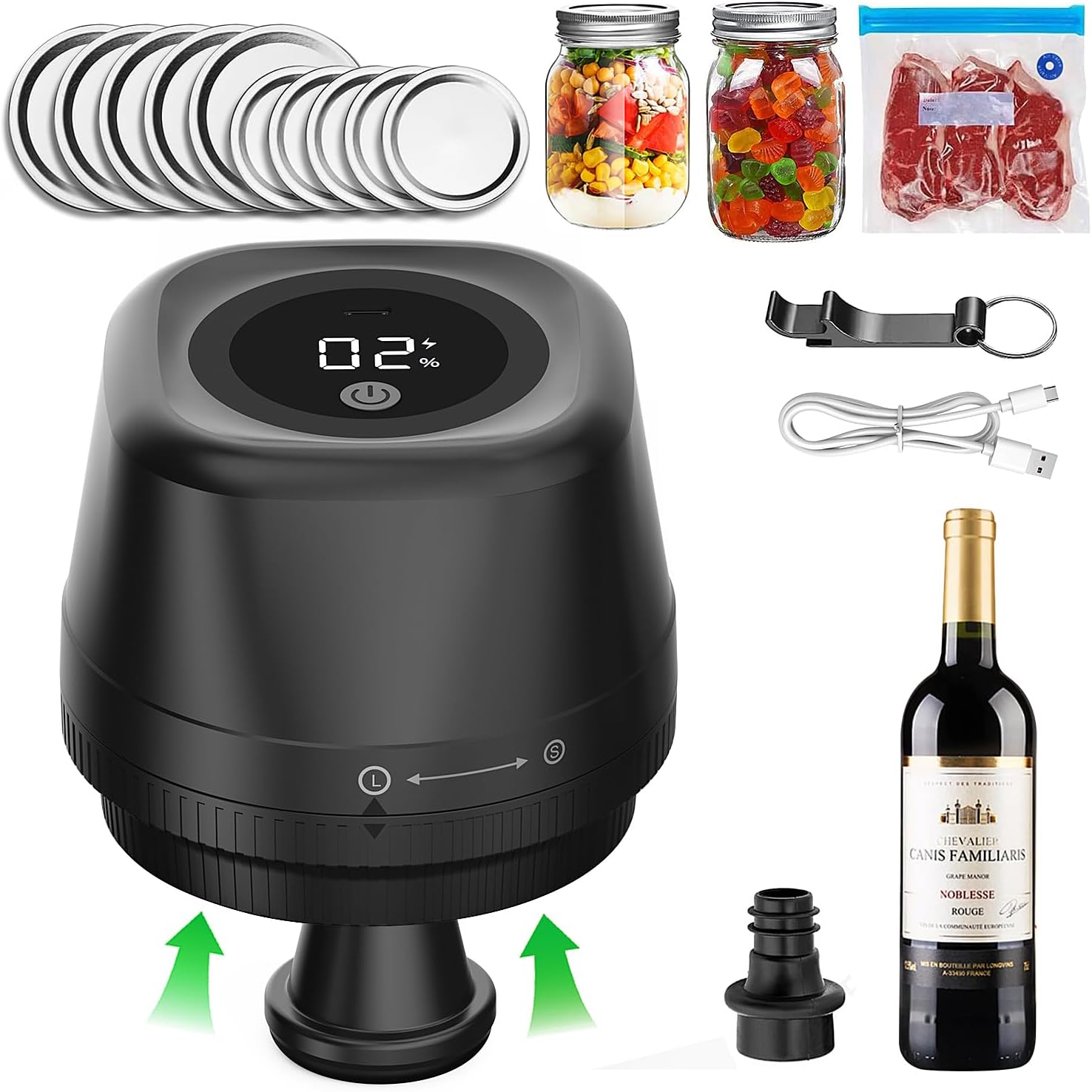 Mason Jar Vacuum Sealer Kit,NAUQUOHZ 3 in 1 Electric Canning Kit for ...