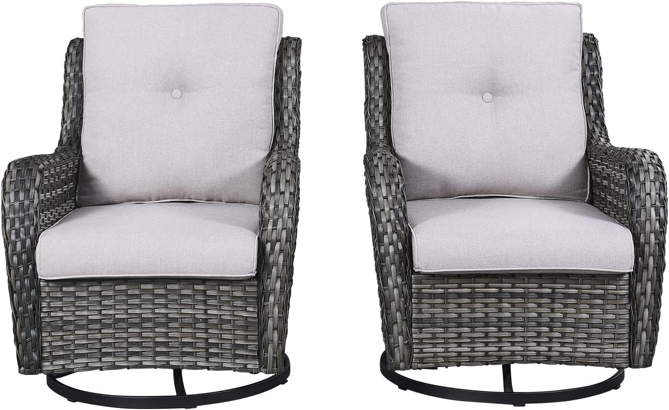 Amazon.com: Rilyson Wicker Rocking Chair Swivel Chairs - 2 Piece Rocker ...