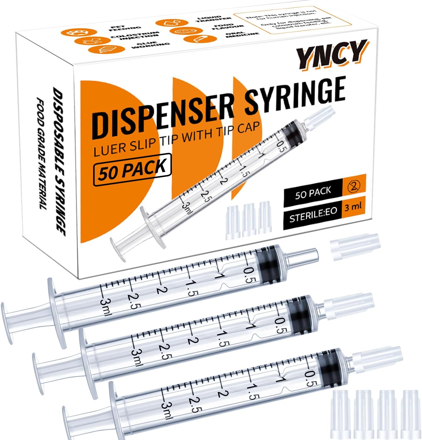 Amazon.com: BH Supplies 3ml Luer Slip Tip Syringe - with Caps - (No ...