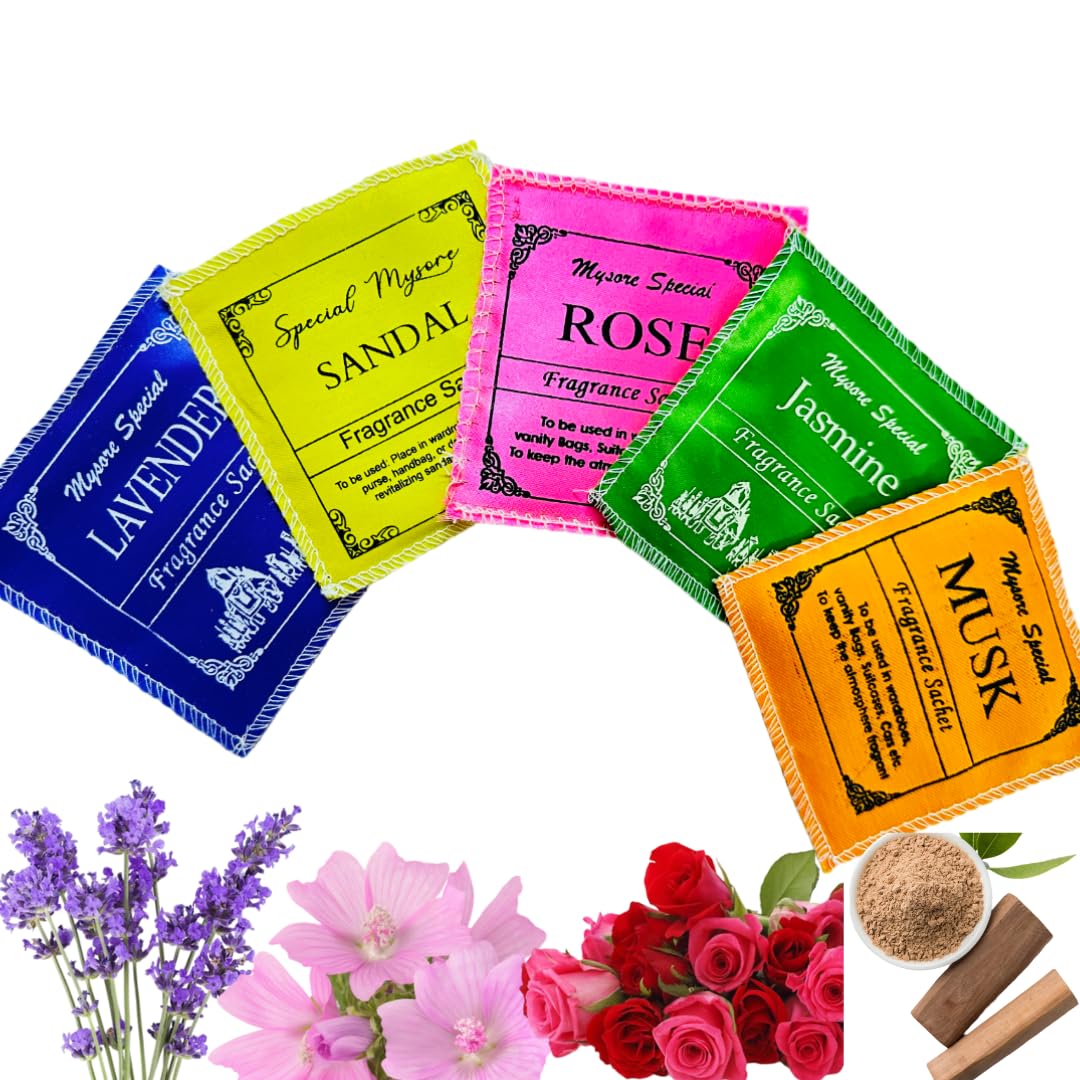 Mysore Fragrance Sachets (Pack of 5) | Mysore Sandalwood, Lavender ...