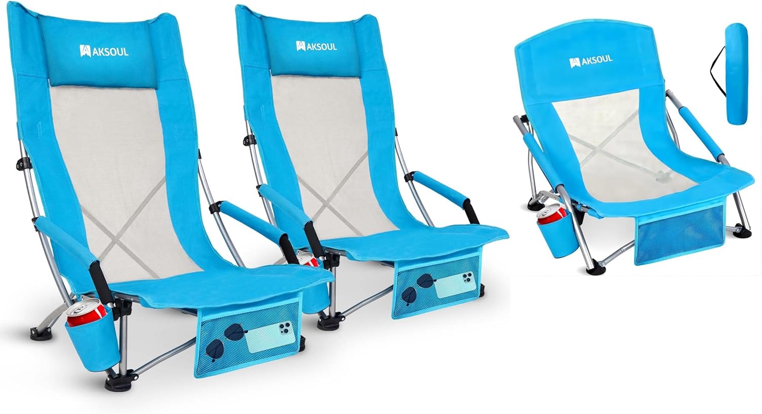 Amazon.com: Low High Back Beach Chair: Portable Lightweight Beach ...