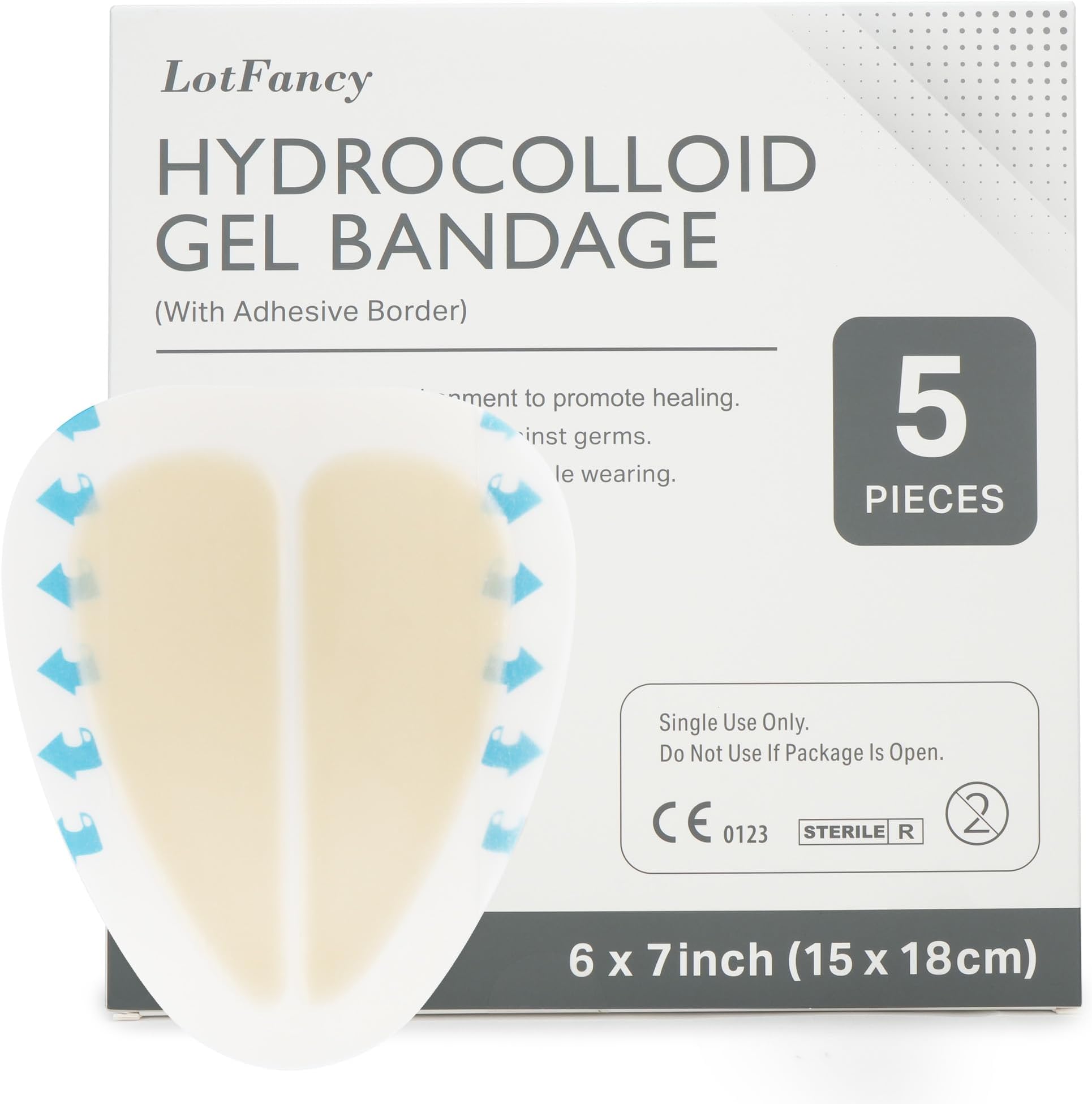 Amazon.com: LotFancy Sacral Hydrocolloid Dressing, 6”x7”, Pack of 5 ...