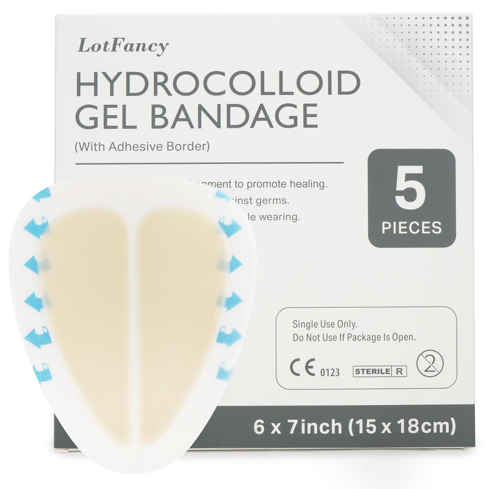 Amazon.com: LotFancy Sacral Hydrocolloid Dressing, 6”x7”, Pack of 5 ...