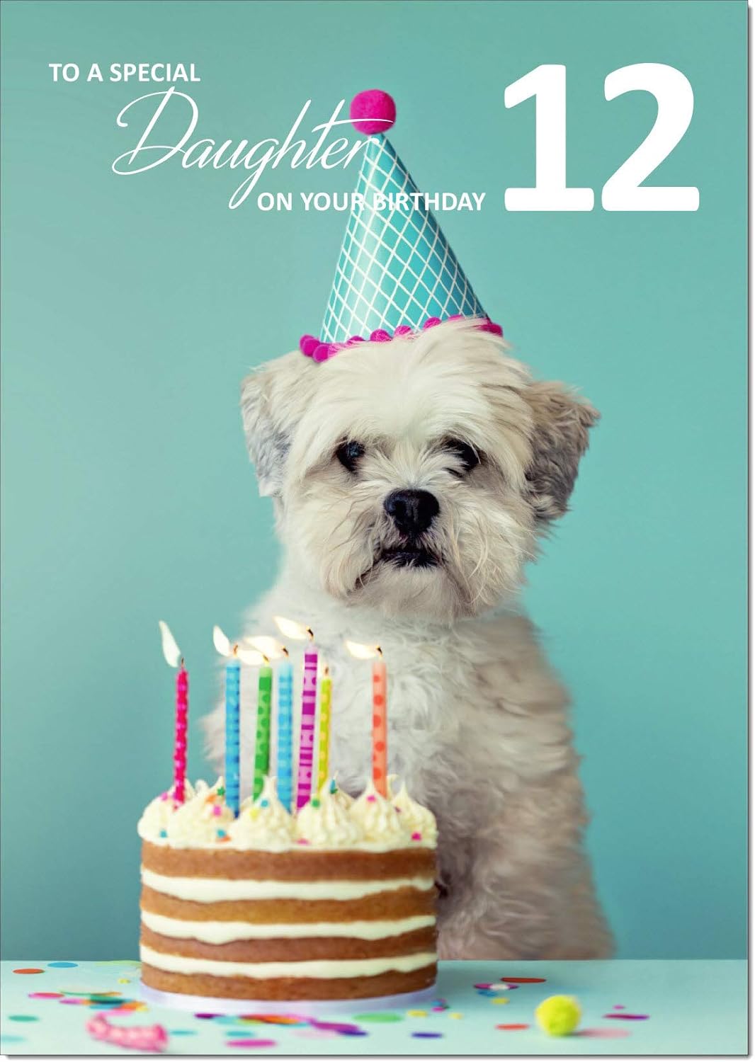 doodlecards Daughter 12th Birthday Card Medium Size with Plain Envelope ...