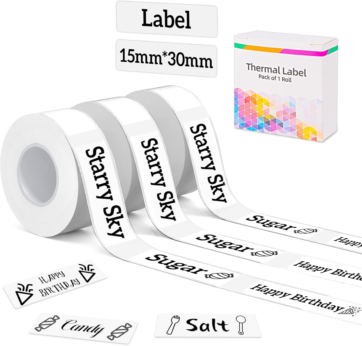 BOSCOW Q30 Q31 D30 Labels, 15 x 30 mm, Thermal Direct Adhesive Labels ...