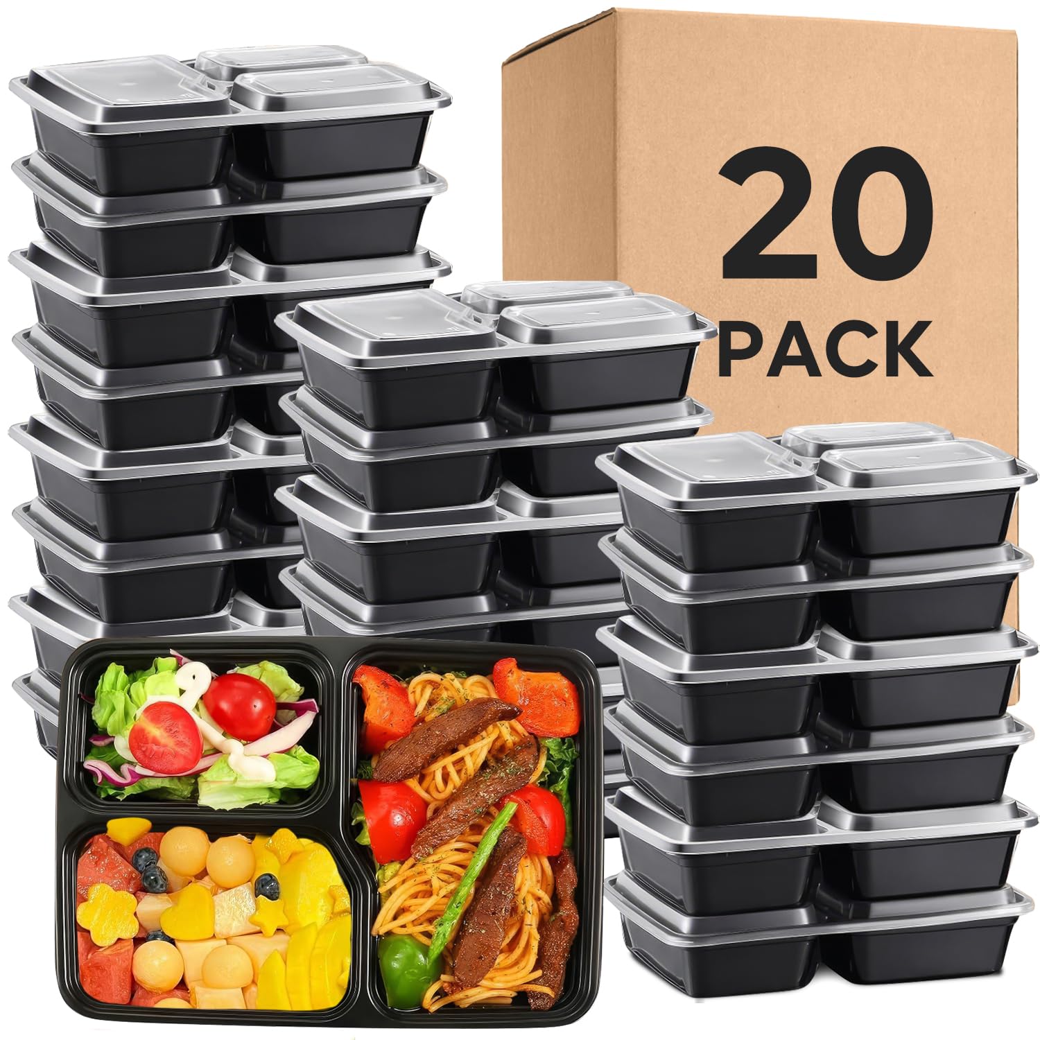 Hisemy Meal Prep Containers Reusable, 20 Piezas Recipientes para Comida ...