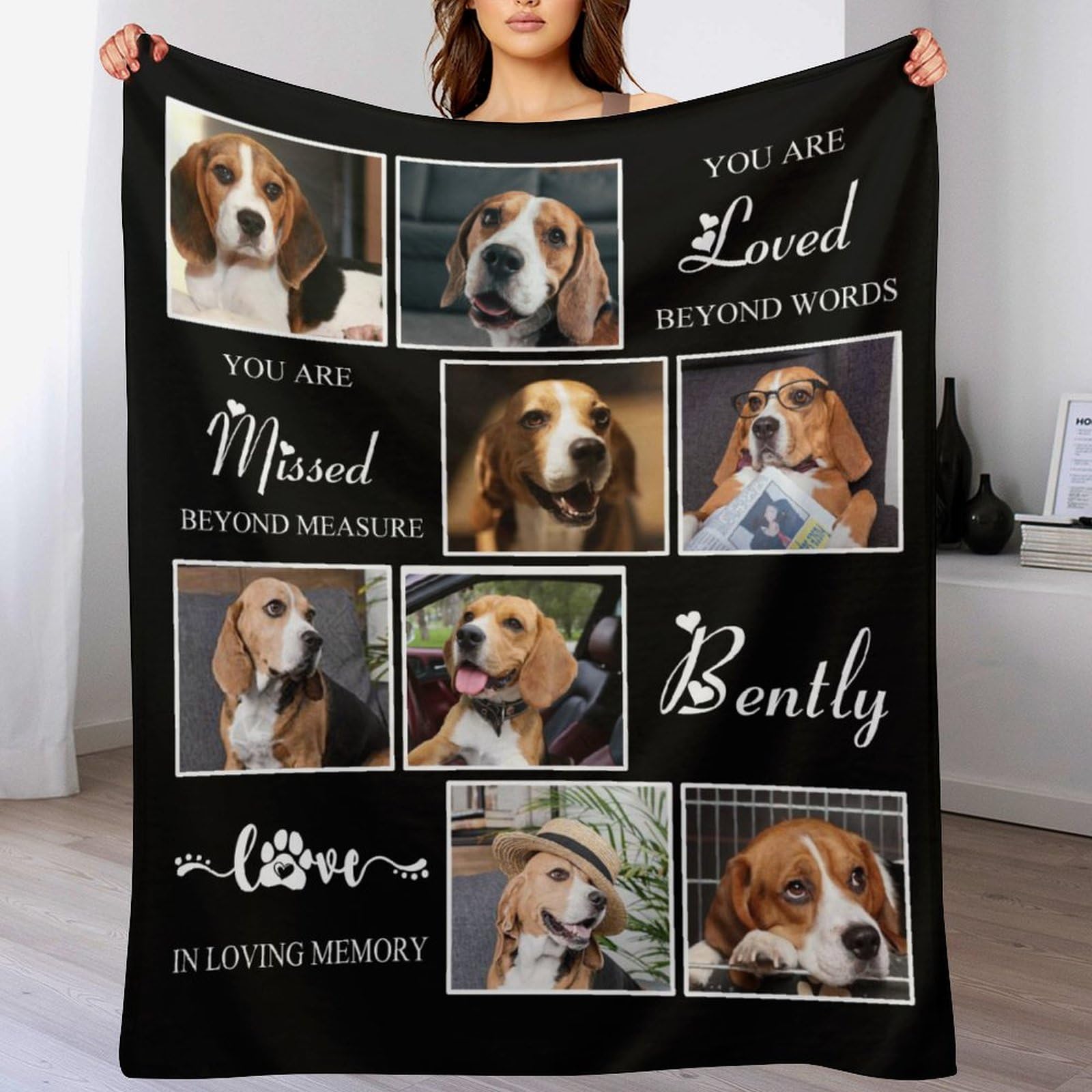 Personalized Pet Memorial Blankets Custom Dog Blanket Dogs Pet Picture Blanket Dog Memorial ...