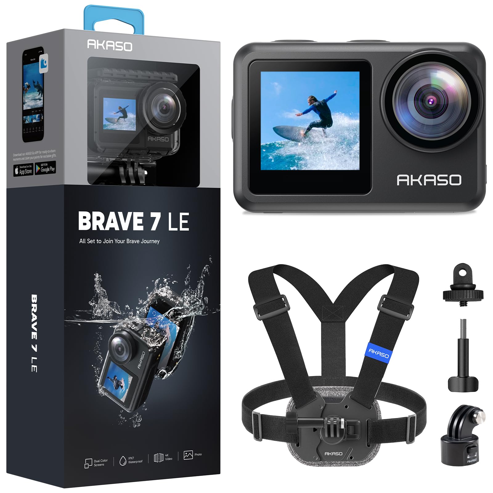 Amazon.com : AKASO Brave 7 LE Action Camera and Quick Release Chest ...
