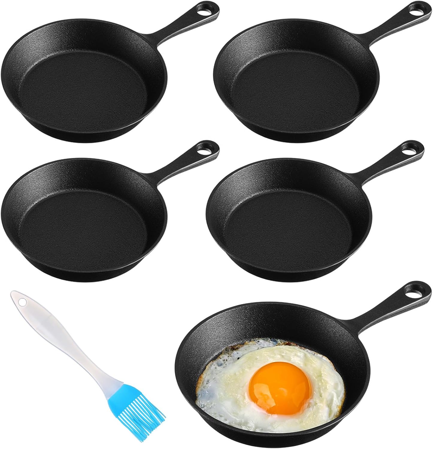 Amazon.com: Remerry 5 Sets 4 Inches Cast Iron Skillets Mini Black Iron ...