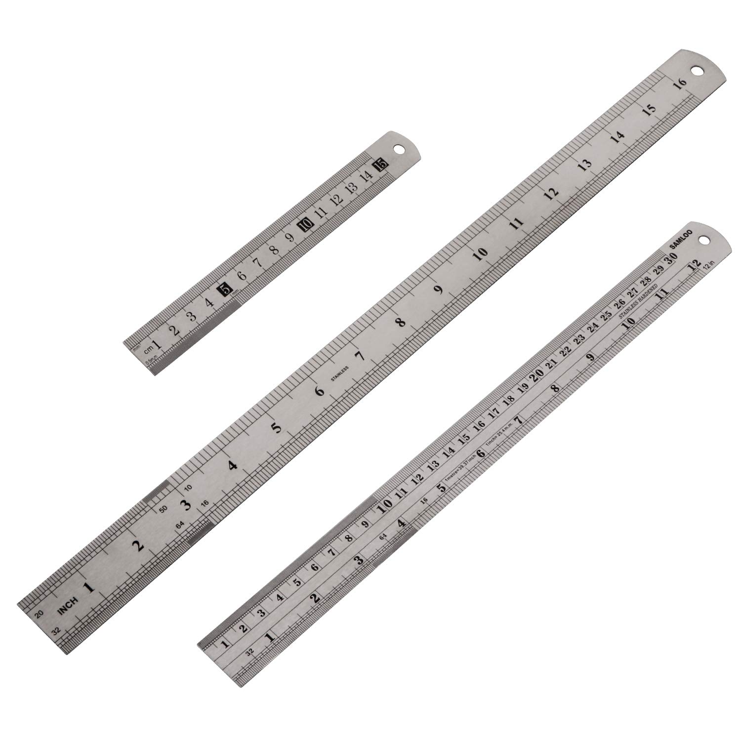 Buy 3 Pack Stainless Steel Ruler 16 Inch 6 Inch And 12 Inch Metal Ruler