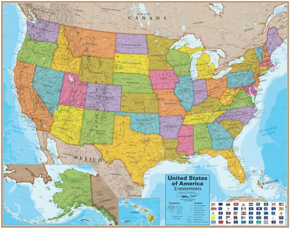 Amazon.com: Kaplan Early Learning Laminated US Map : The Flags Research ...