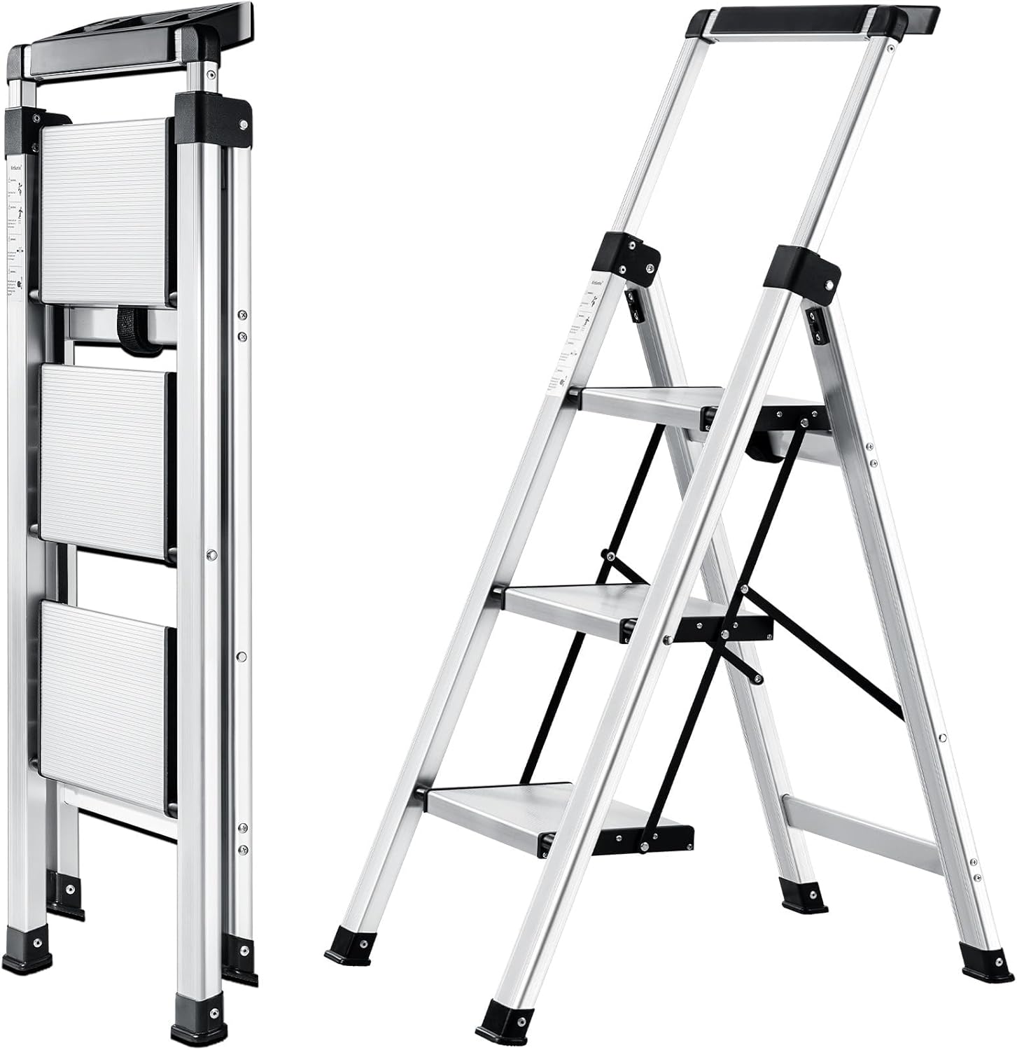 XinSunho Step Ladder 3 Step, Aluminum Folding Step Stool with ...