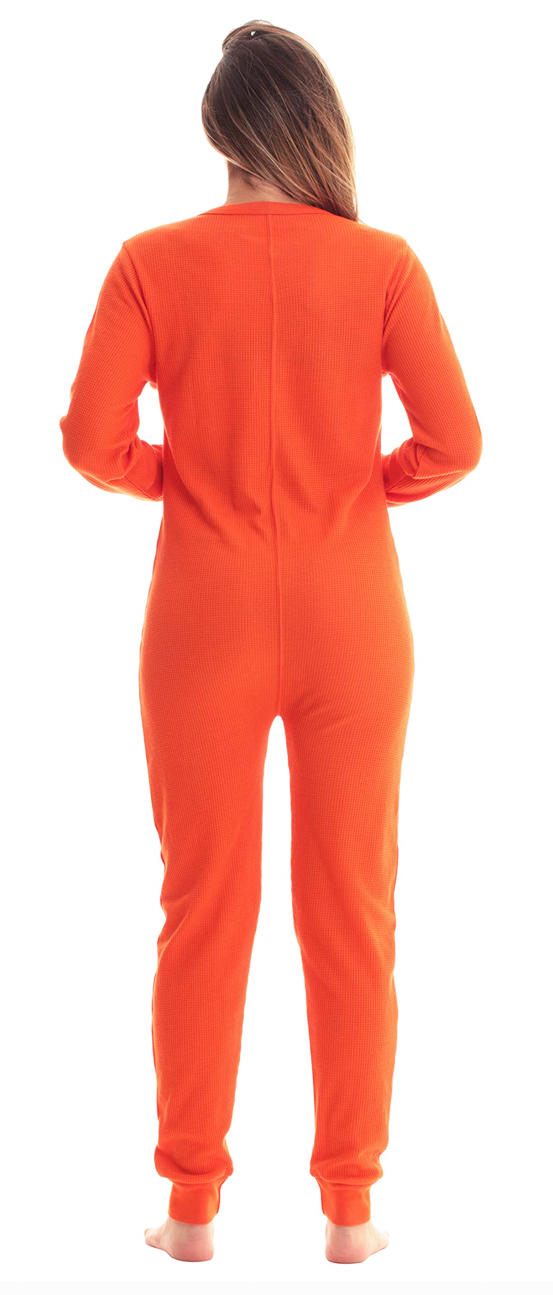 Snapklik.com : Womens Thermal Henley Onesie Union Suit 6743-ORG-M