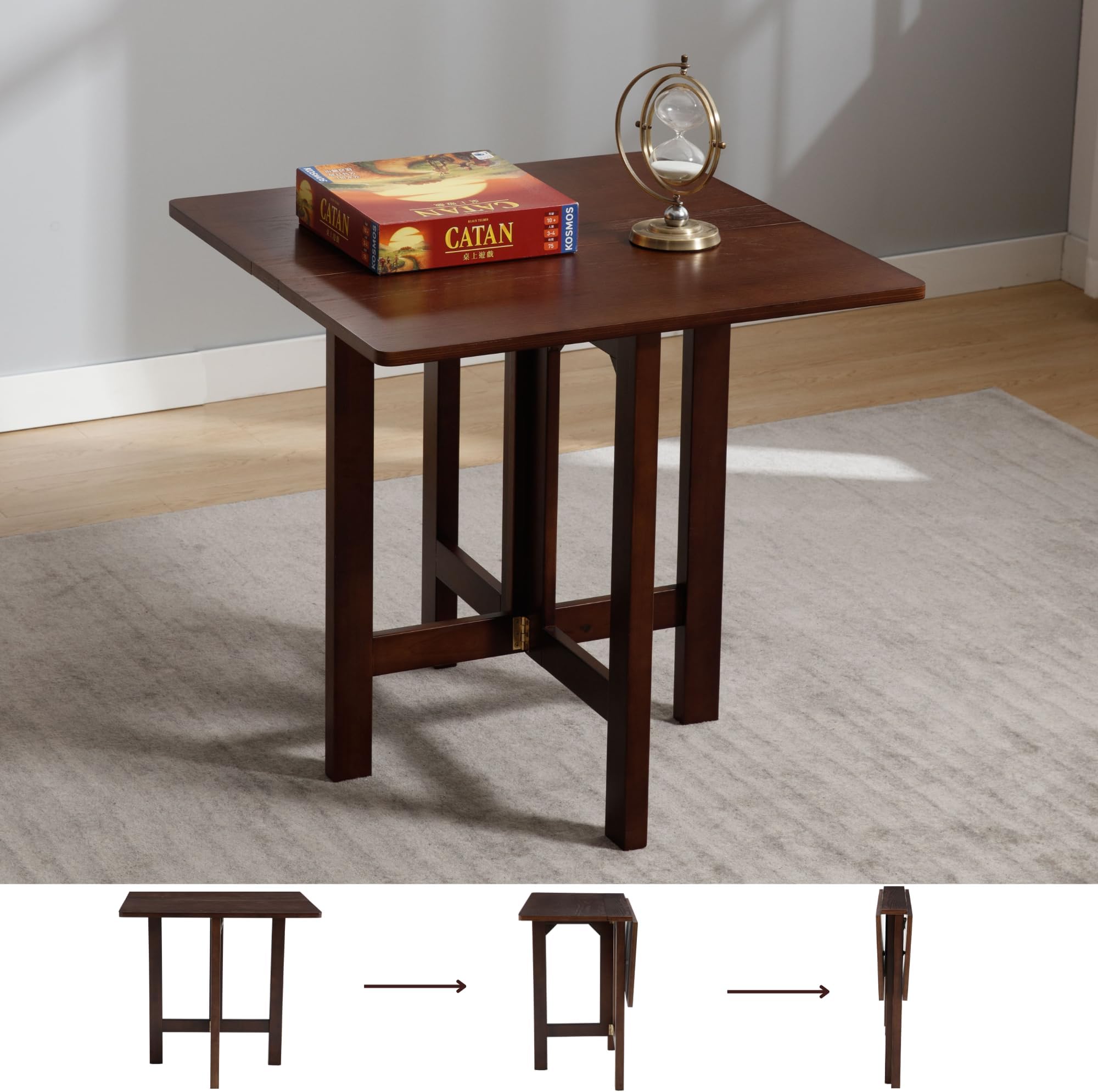 Amazon.com: Wood Folding Card Table in Warm Fruitwood Finish : Home ...