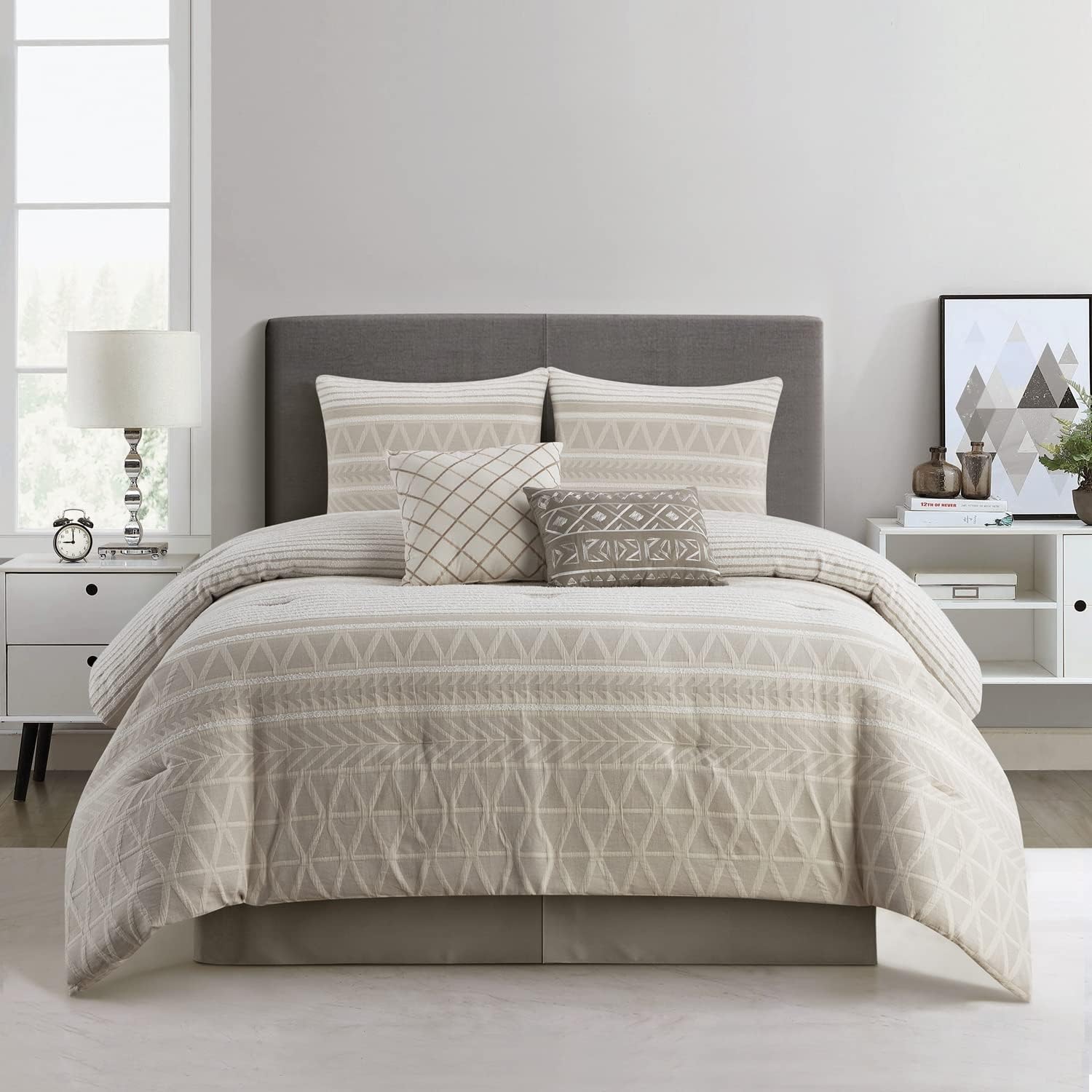 Amazon.com: BEDLORE Boho Comforter Set Full/Queen Size, Tufted Beige ...