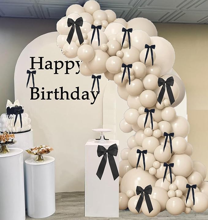 Amazon.com: Bow Balloons Garland White Sand Balloons Arch Kit, 123pcs ...