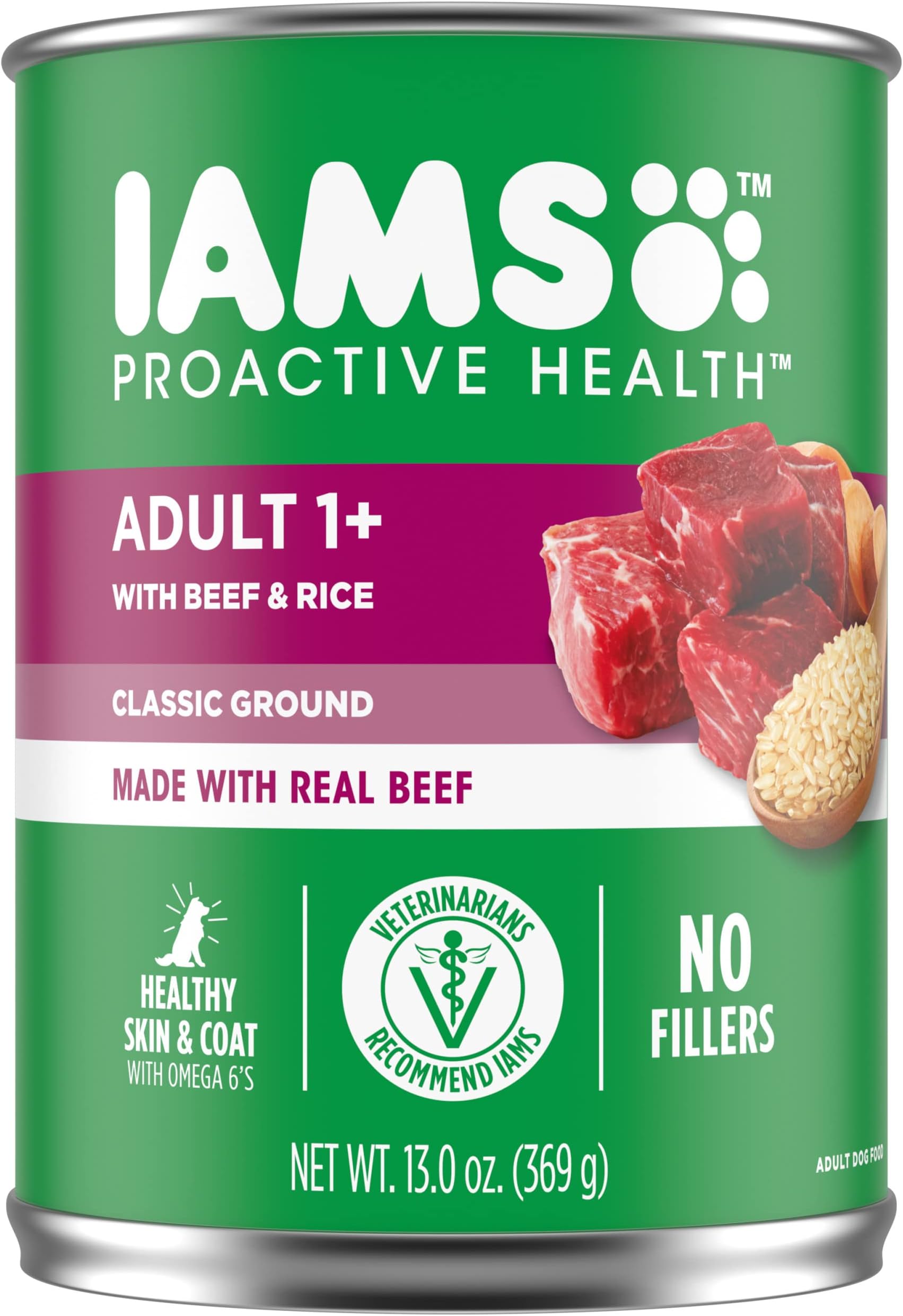 Amazon.com: Iams, Premium Dog Food, Beef & Rice Entree, 13.2 oz : Pet ...