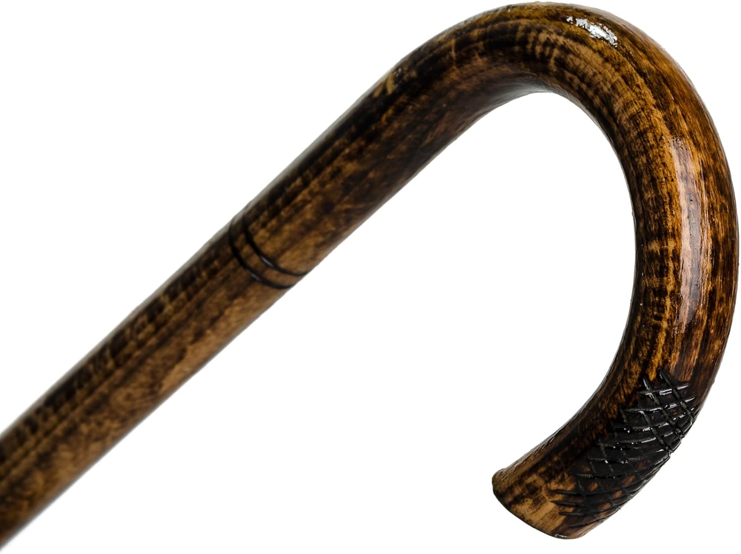 Wooden Walking Stick for Men and Women "Bend" 89-92 cm - Brown Walking ...