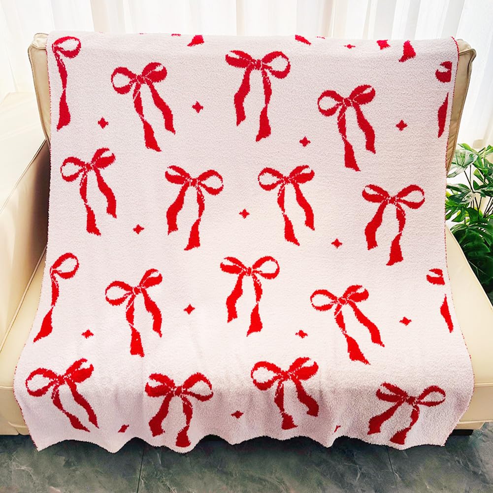 Amazon.com: 50" x 60" Bed Throw Blanket, Bow Pattern Throw Blanket for ...